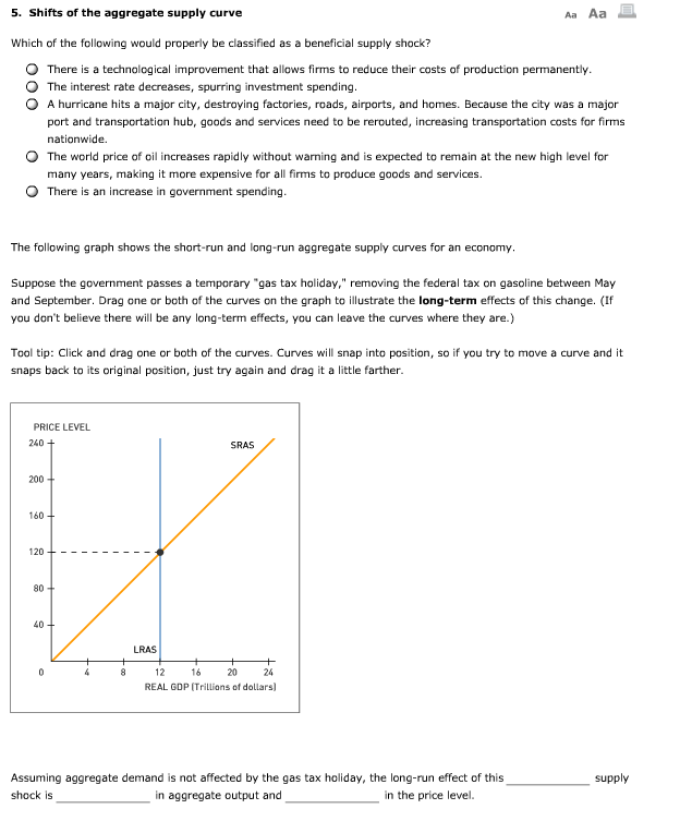 Solved 5. Shifts of the aggregate supply curve Aa Aa Which | Chegg.com