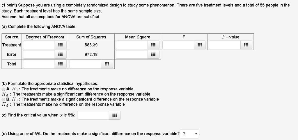 Solved (1 point) Suppose you are using a completely | Chegg.com