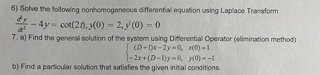 Solved 6) Solve the following nonhomogeneous differential | Chegg.com