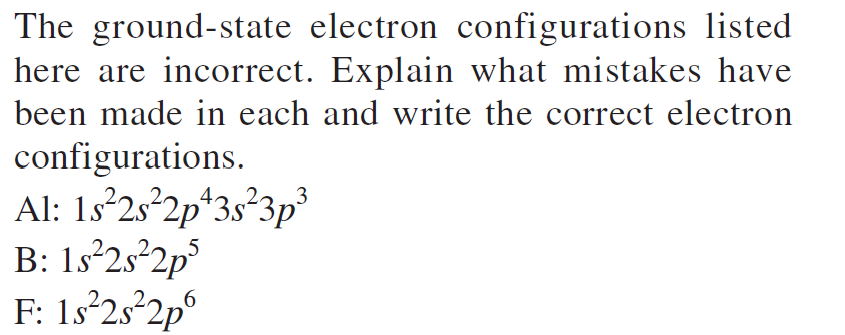 Solved The ground-state electron configurations listed here | Chegg.com