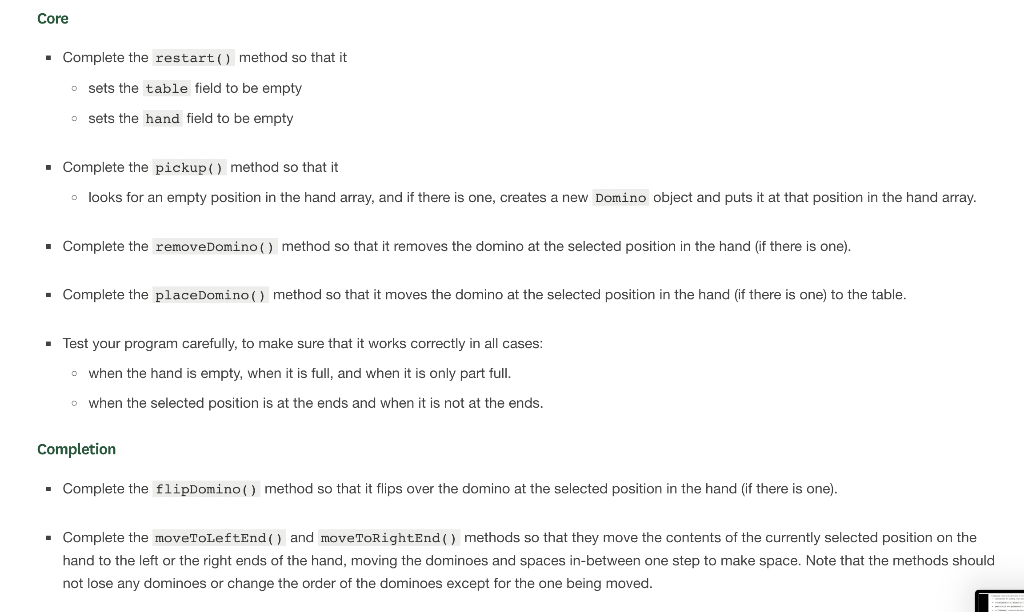 Solved Hello, I am making a Domino like game and it needs to | Chegg.com