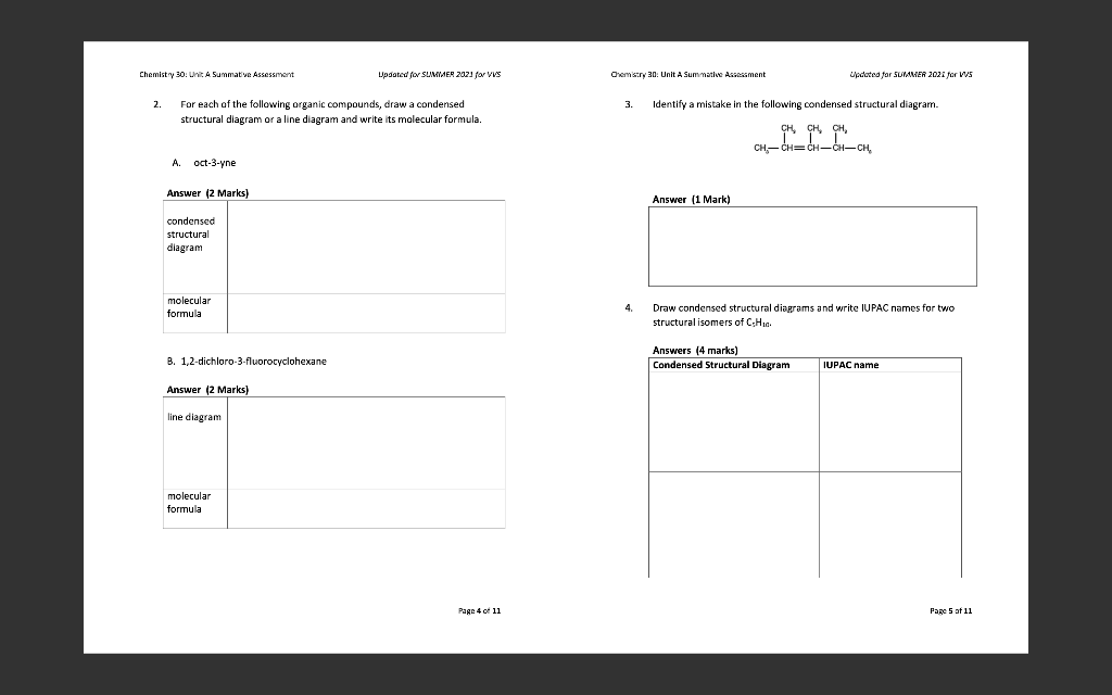 Solved 1. Using IUPAC guidelines, name the following organic | Chegg.com