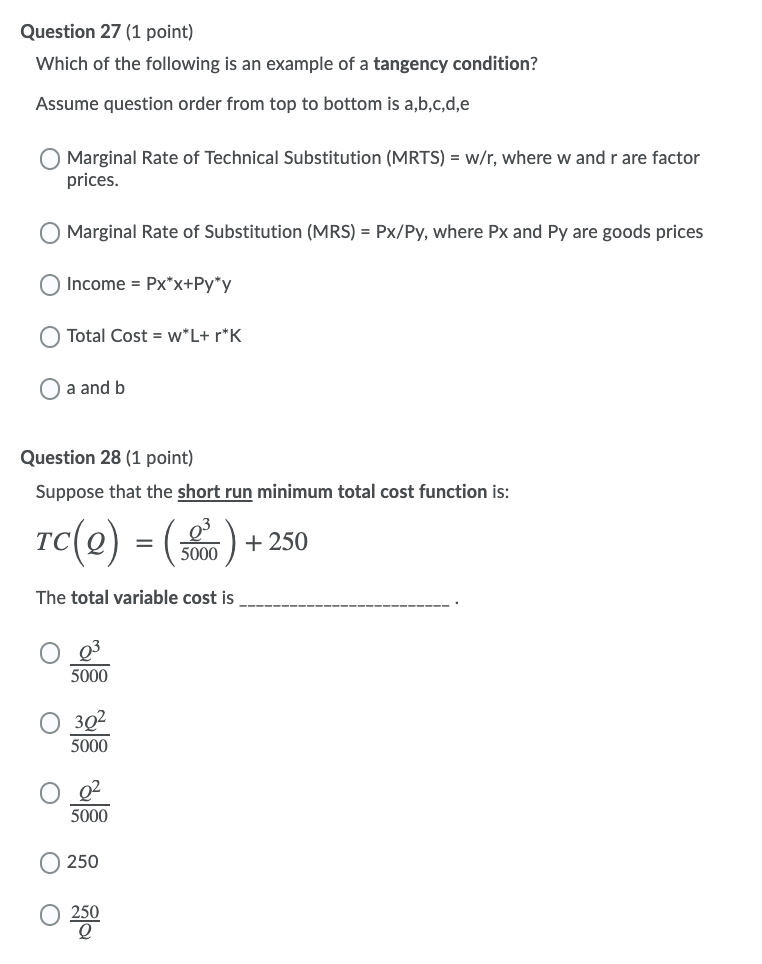 Solved Question 25 (1 point) Q(L,K) = 10L 314 * K 1/4 The | Chegg.com