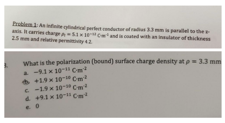 Solved Problem 1: An infinite cylindrical perfect conductor | Chegg.com