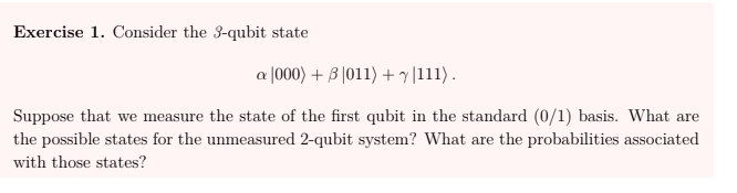 Solved Exercise 1. Consider the 3-qubit state Q a 1000) + | Chegg.com
