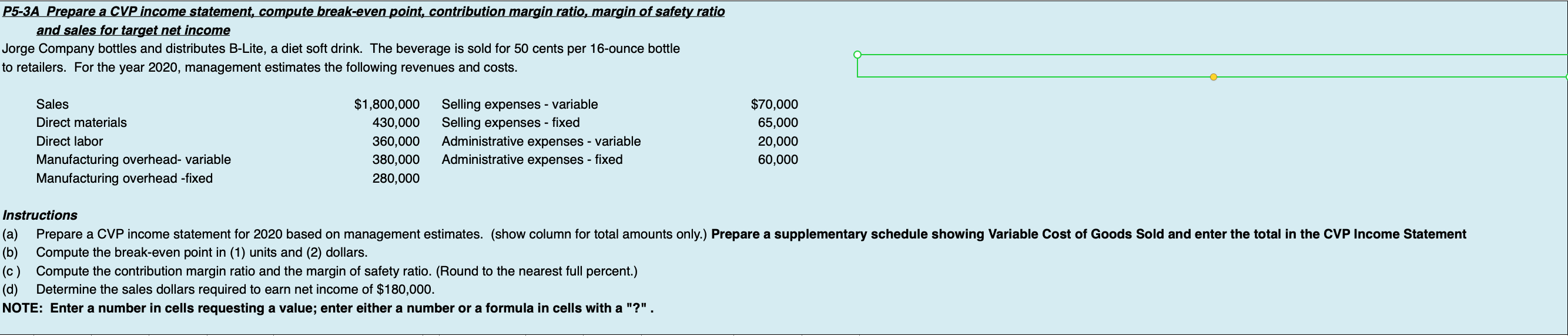 Solved P5-3A Prepare a CVP income statement, compute | Chegg.com
