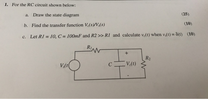 Solved 1. For the RC circuit shown below: (25) a. Draw the | Chegg.com