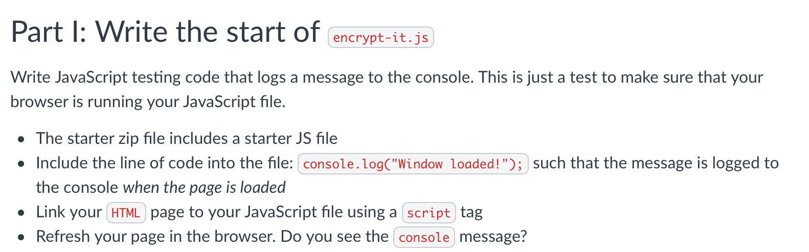 Solved Part I: Write the start of encrypt-it.js Write | Chegg.com