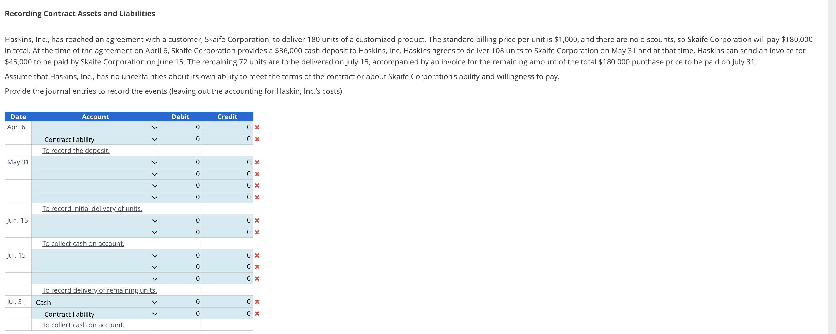 Solved Recording Contract Assets and Liabilities Assume that | Chegg.com