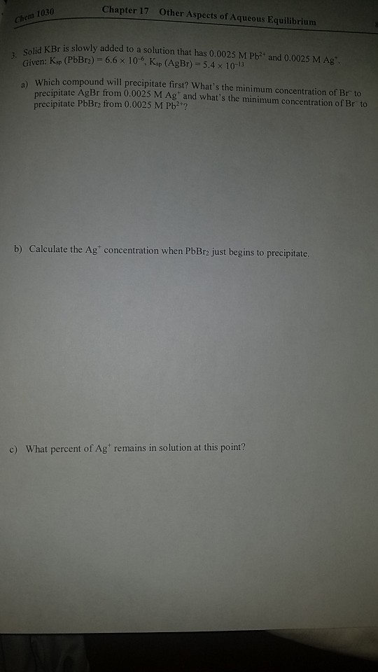 Solved Chapter 17 Other Aspects of Aqueous Equilibrium alid | Chegg.com