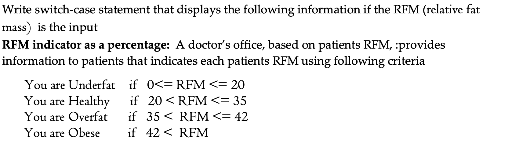 Solved Write switch-case statement that displays the | Chegg.com
