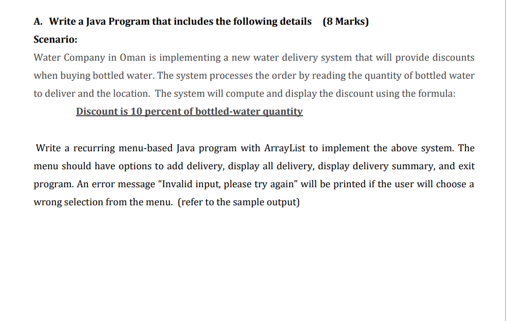 Solved Sample Output Bottled Water Delivery System [1] Add | Chegg.com