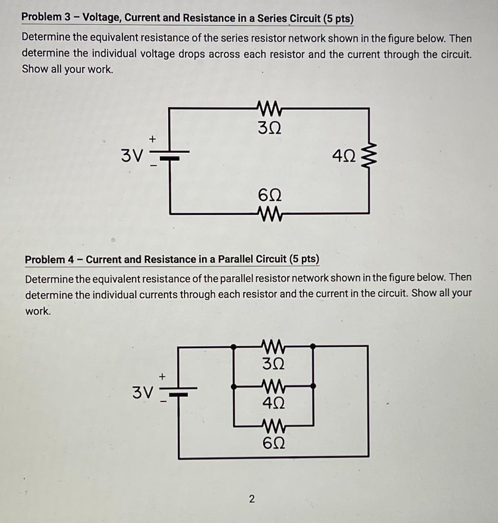Solved Problem 3 - Voltage, Current and Resistance in a | Chegg.com
