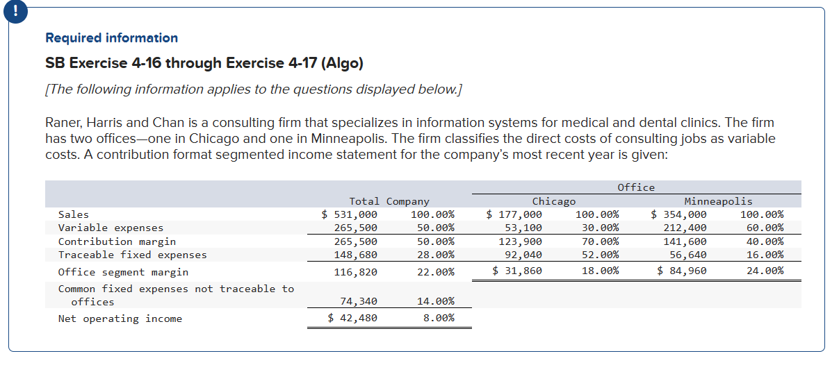 Solved Required information SB Exercise 4-16 through | Chegg.com