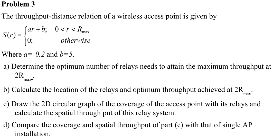 Solved The throughput-distance relation of a wireless access | Chegg.com