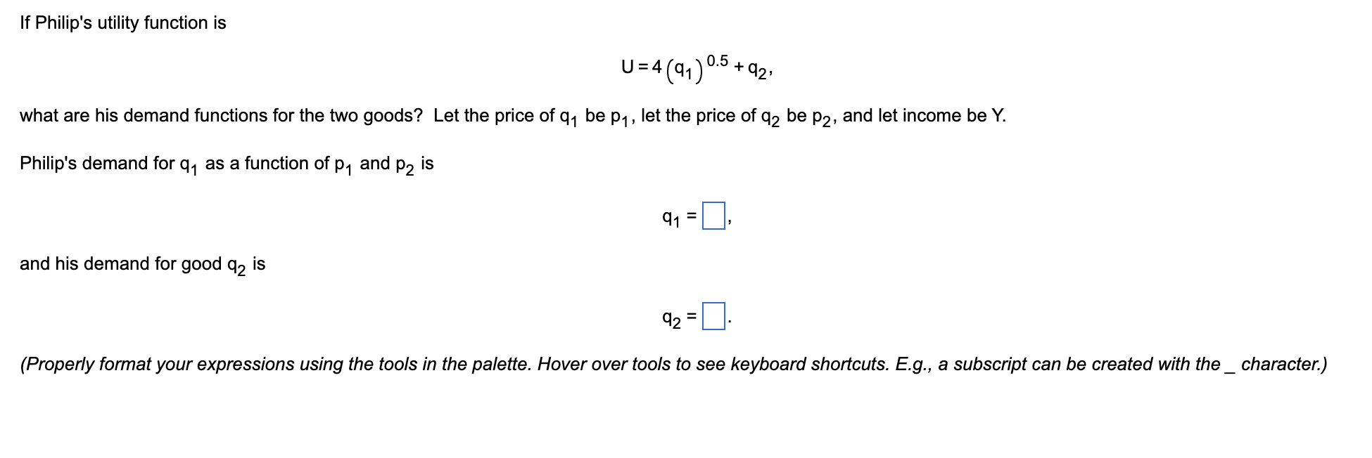 Solved If Philip's utility function is what are his demand | Chegg.com