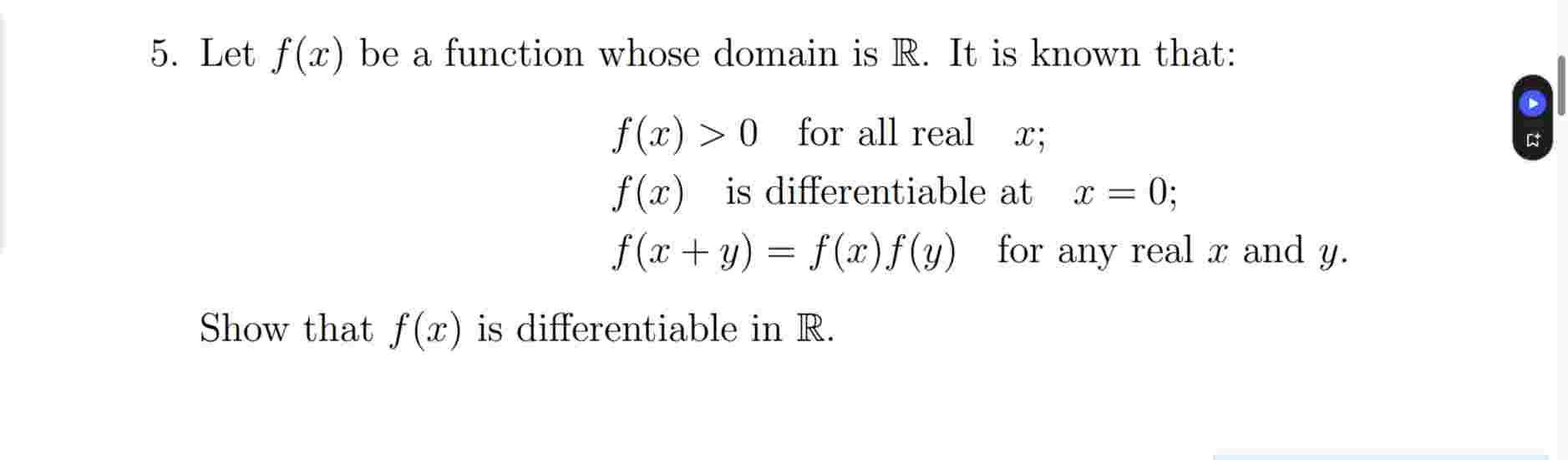Solved Let f(x) be ﻿a function whose domain is R. It is | Chegg.com