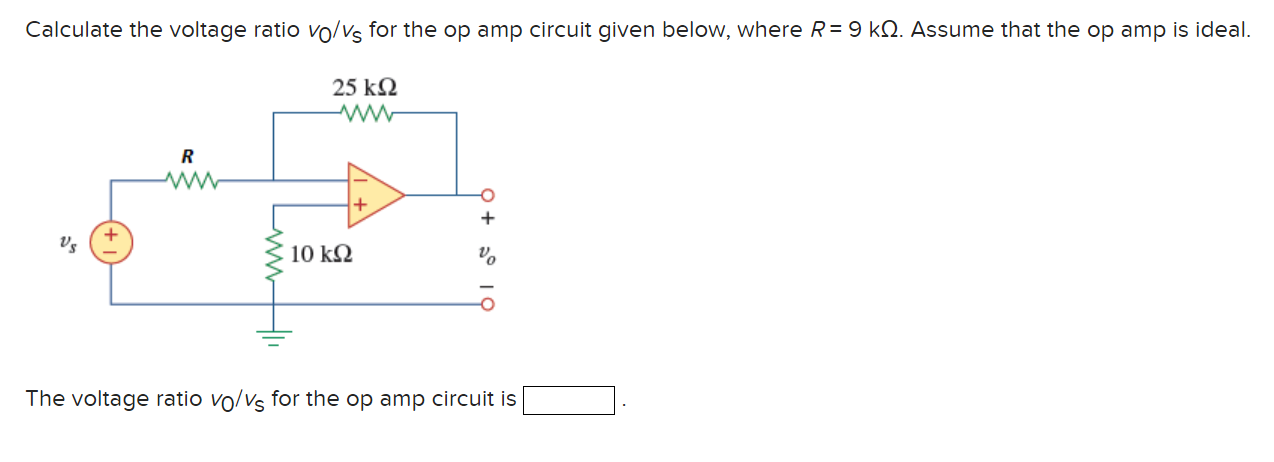 Solved Calculate the voltage ratio vo/Vs for the op amp | Chegg.com
