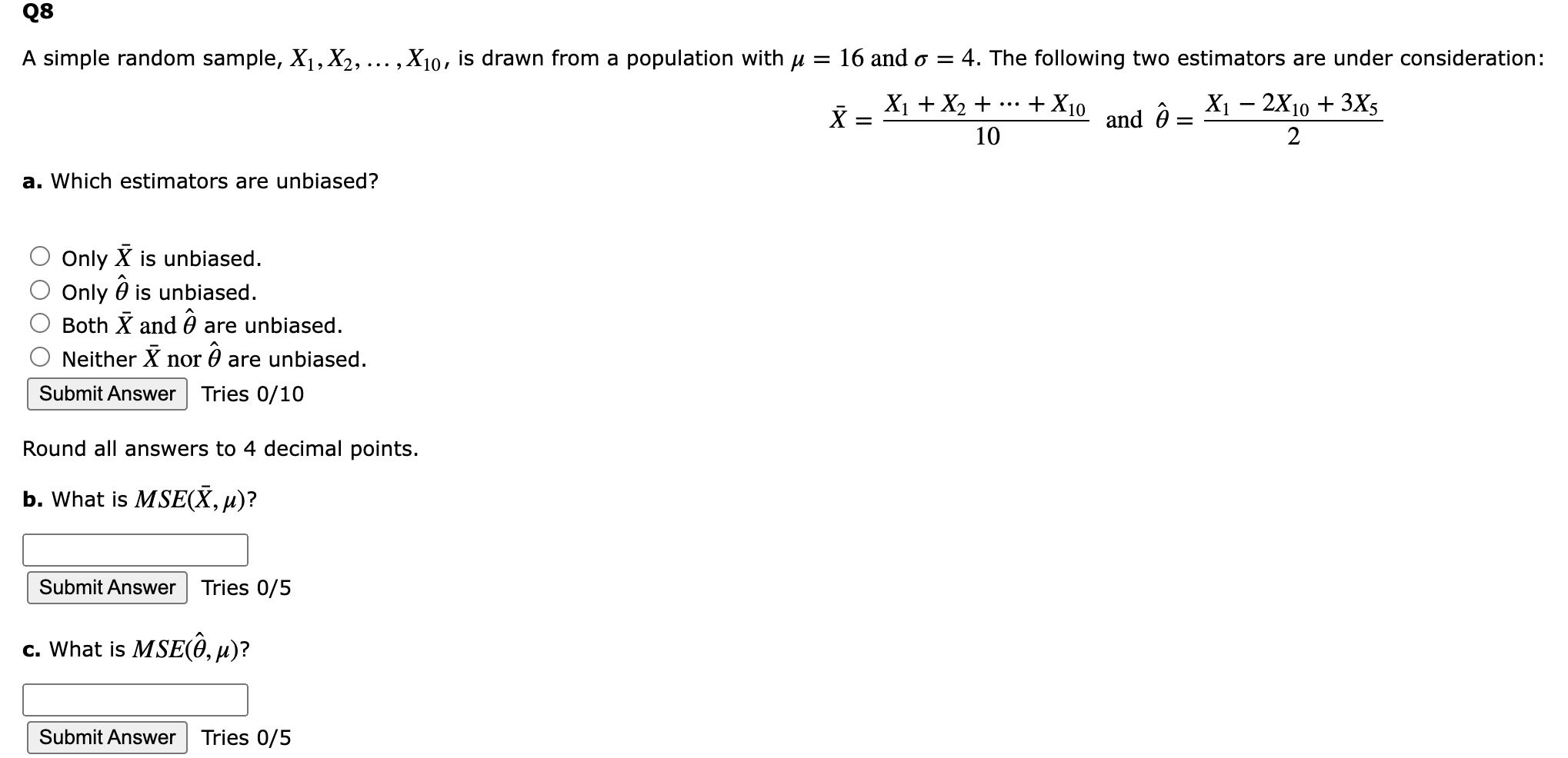 Solved A simple random sample, X1,X2,…,X10, is drawn from a | Chegg.com