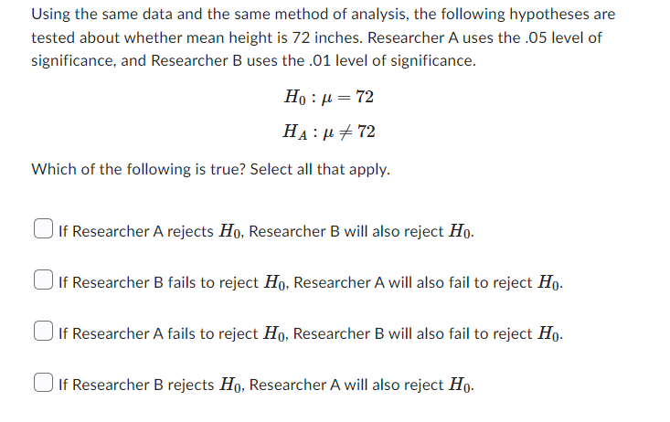 Solved Using the same data and the same method of analysis, | Chegg.com