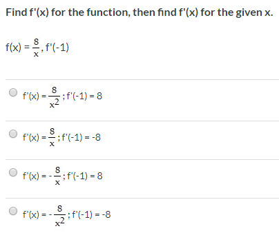 Solved Find f'(x) for the function, then find f'(x) for the | Chegg.com