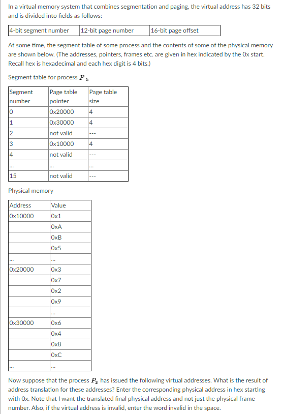 Solved In a virtual memory system that combines segmentation | Chegg.com
