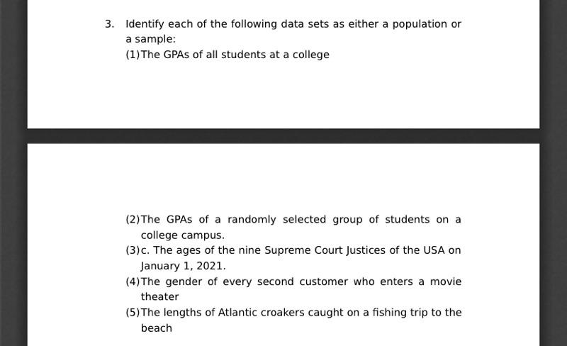 Solved 3. Identify each of the following data sets as either | Chegg.com