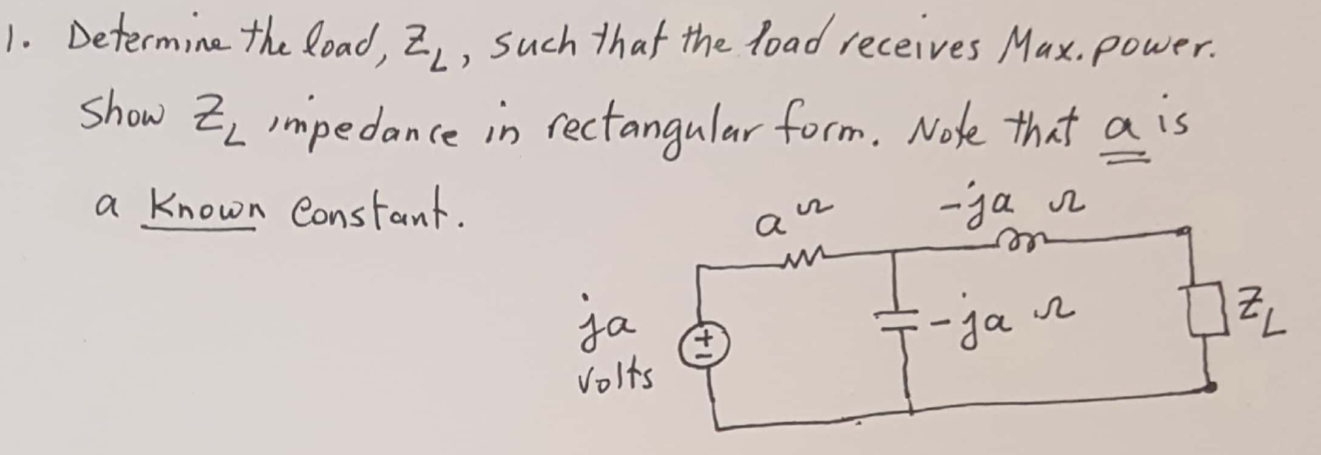 Solved 1. Determine the load, Zl, such that the load | Chegg.com
