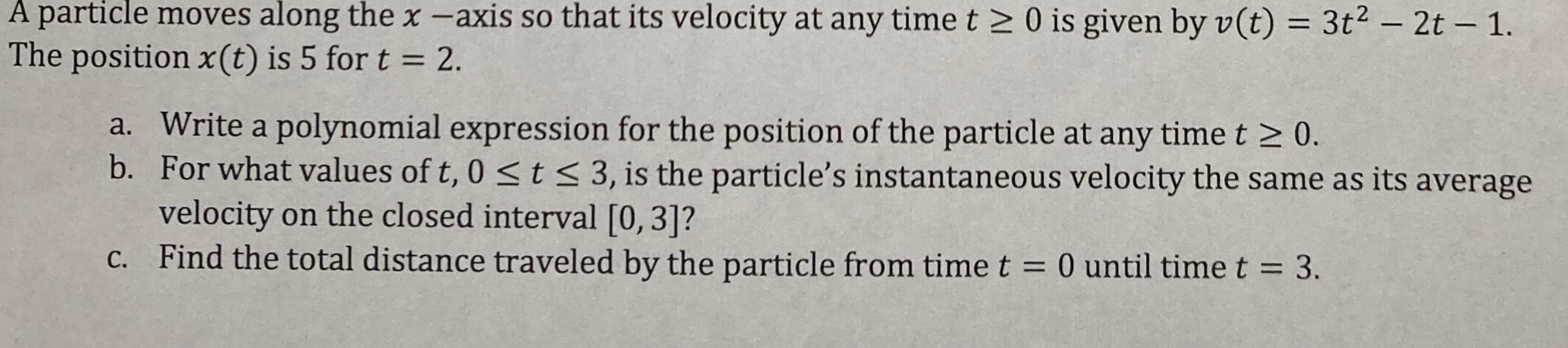 Solved A particle moves along the x-axis so that its | Chegg.com