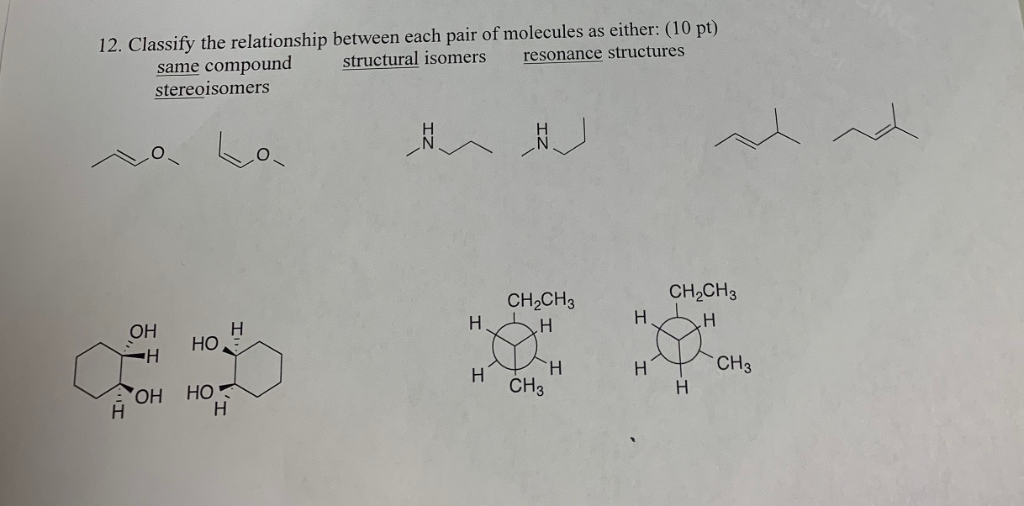 Solved 12. Classify the relationship between each pair of | Chegg.com