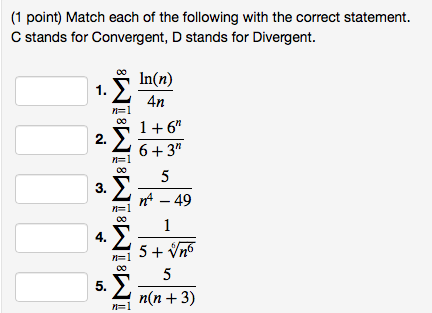 Solved (1 point) Match each of the following with the | Chegg.com