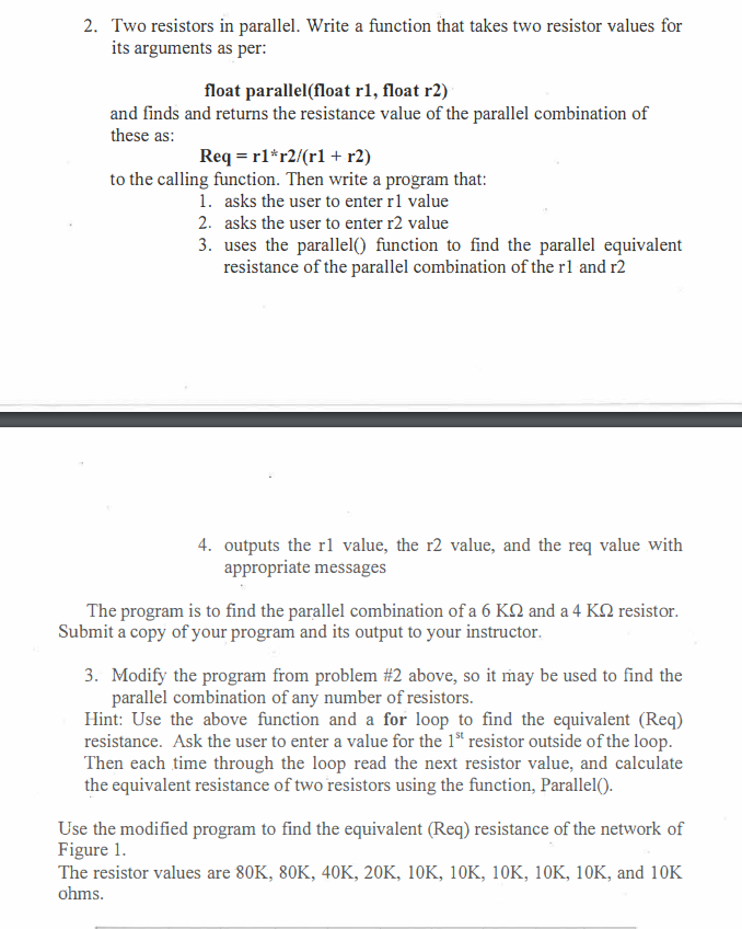 Solved 2 Two Resistors In Parallel Write A Function That 8748