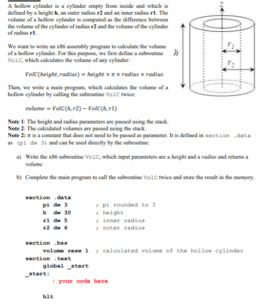 A hollow cylinder is a cylinder empty from inside and | Chegg.com