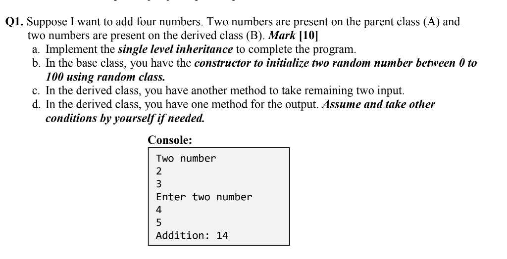 Solved Q1. Suppose I want to add four numbers. Two numbers | Chegg.com