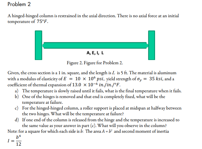 Solved Problem 2 A hinged-hinged column is restrained in the | Chegg.com