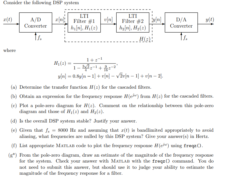 Consider the following DSP system where | Chegg.com