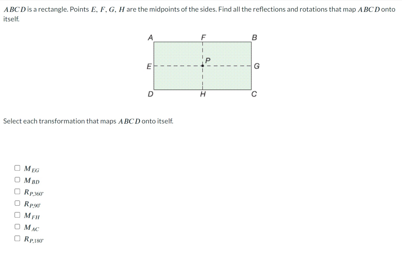 Solved ABCD is a rectangle. Points E,F,G,H are the midpoints | Chegg.com