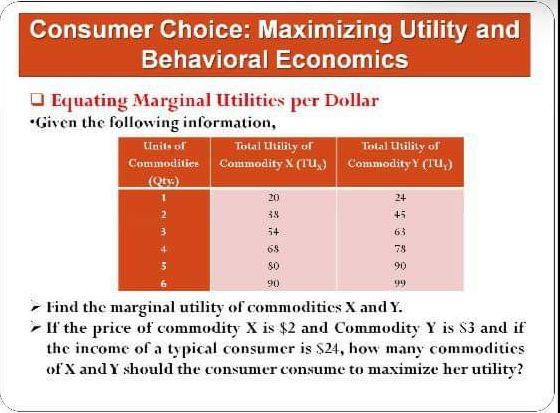 Solved Consumer Choice: Maximizing Utility and Behavioral | Chegg.com