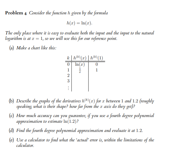 Problem 4 Consider the function h given by the | Chegg.com