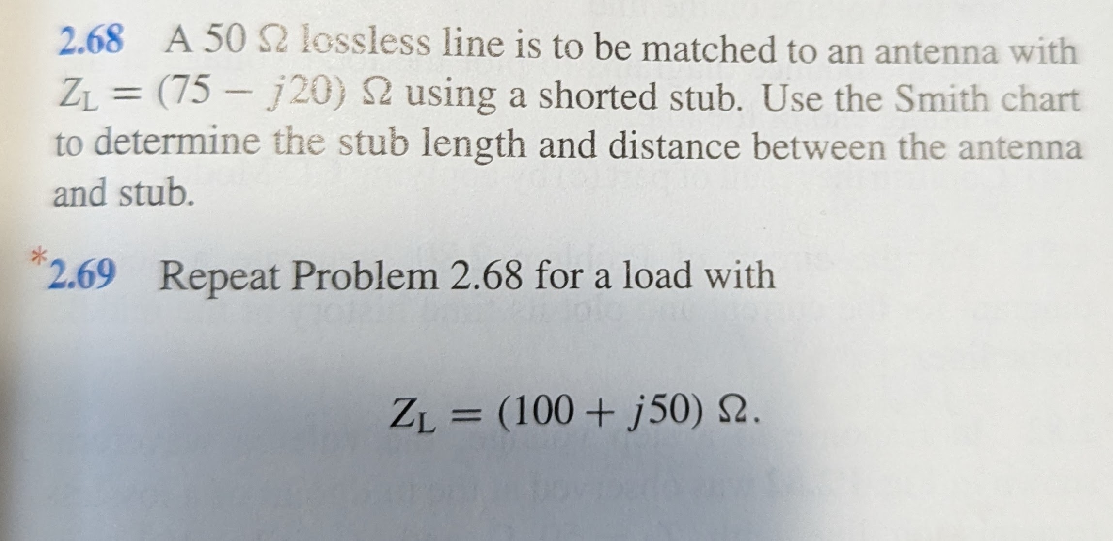 Solved 2.68 ﻿A 50Ω ﻿lossless line is to be matched to an | Chegg.com