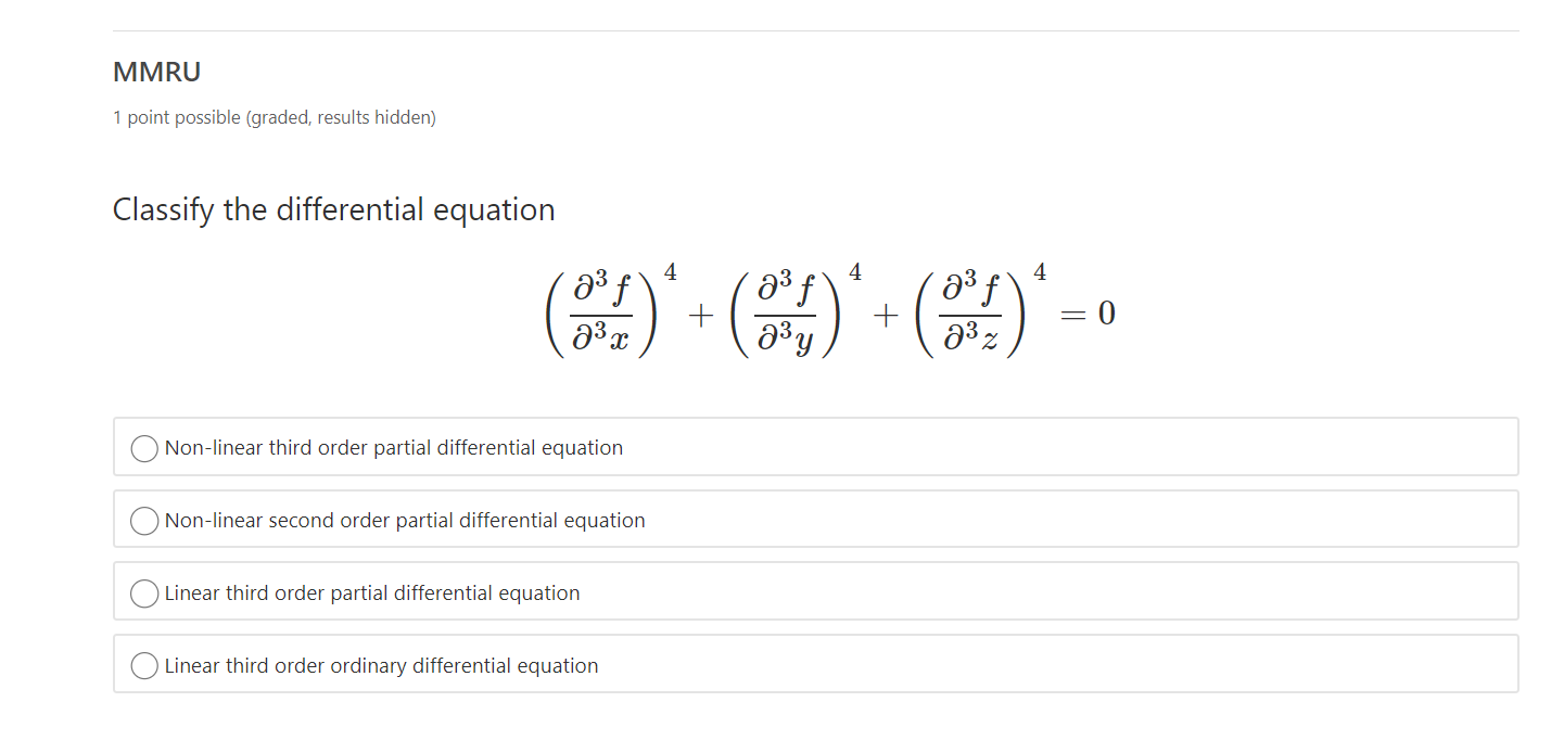 Solved MMRU 1 point possible (graded, results hidden) | Chegg.com