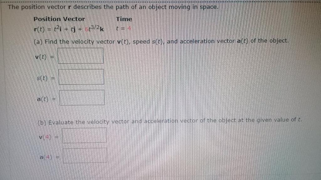 Solved The position vector r describes the path of an object | Chegg.com