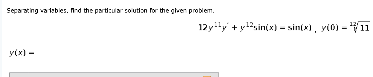 Solved Separating variables, find the particular solution | Chegg.com