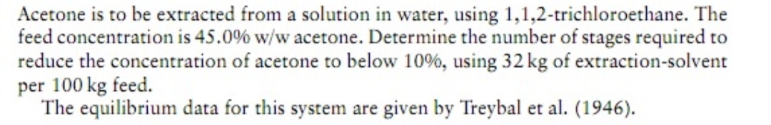 Solved Acetone is to be extracted from a solution in water, | Chegg.com