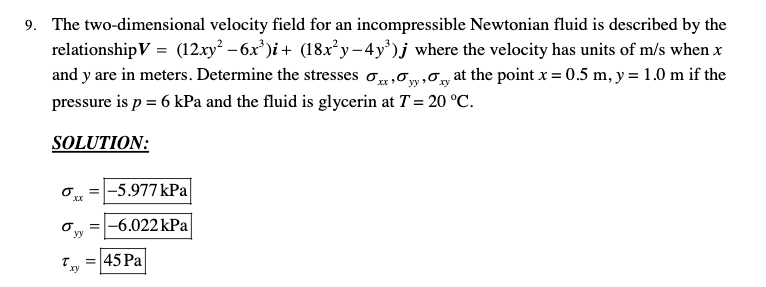 Solved 9. The two-dimensional velocity field for an | Chegg.com