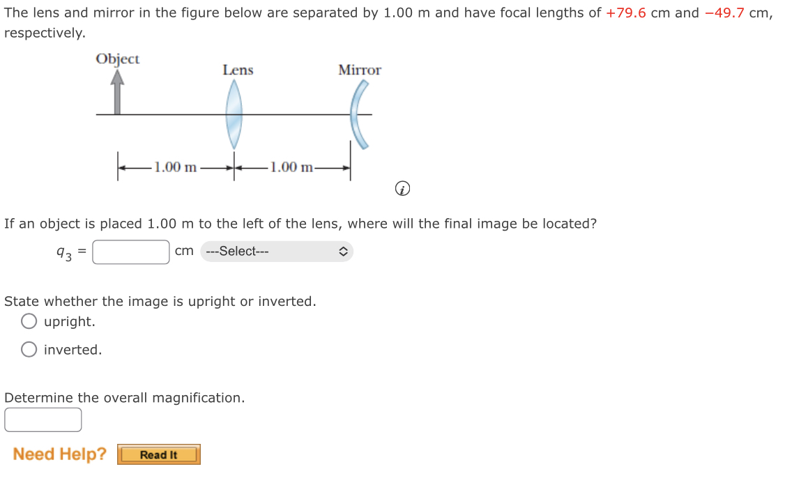 Solved The lens and mirror in the figure below are separated | Chegg.com