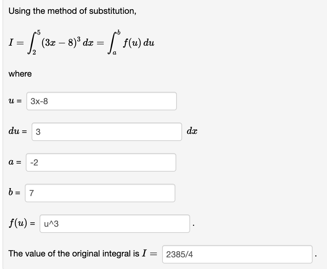 Solved Using the method of substitution, | Chegg.com