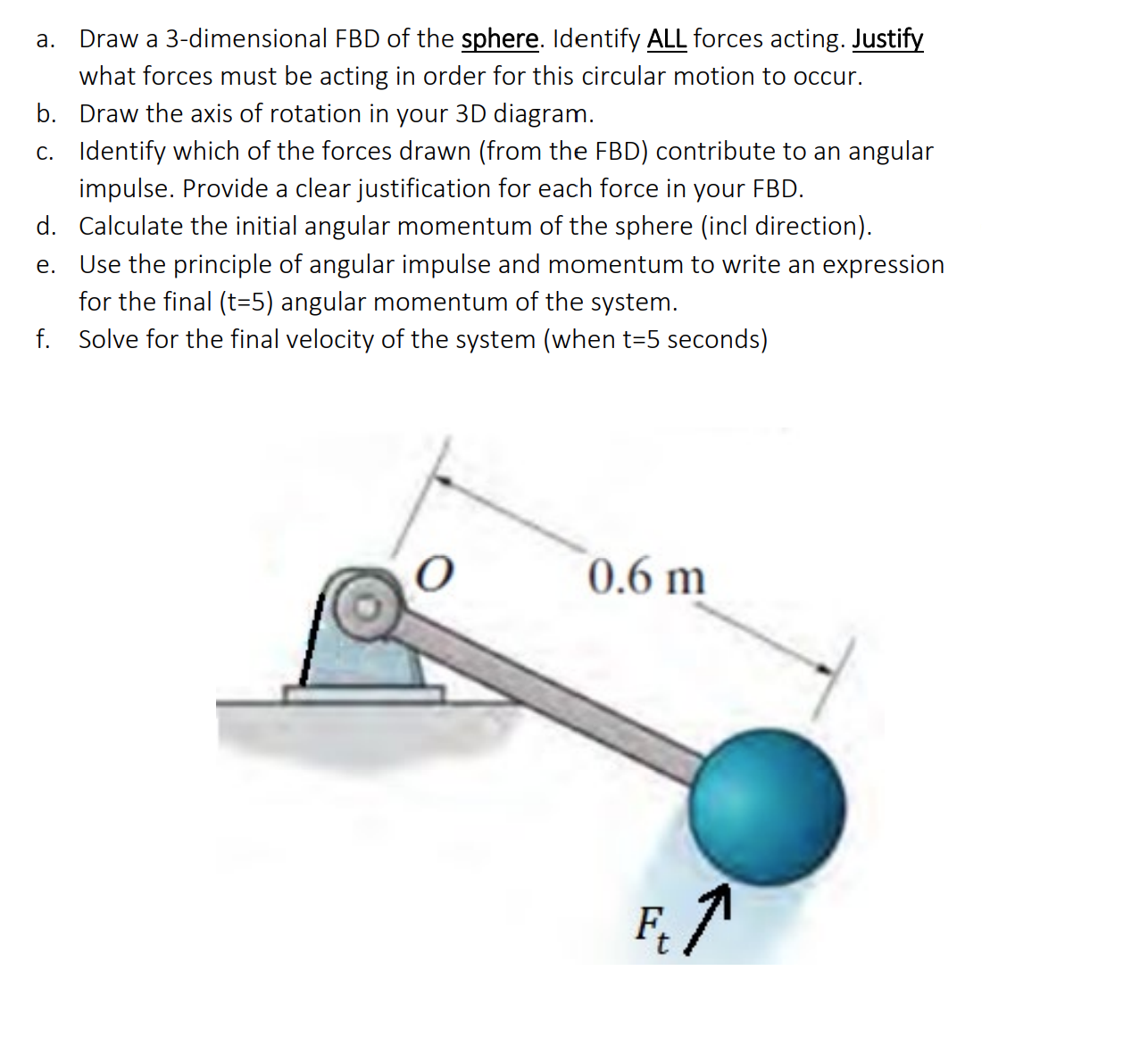 Solved a. ﻿Draw a 3-dimensional FBD of the sphere. Identify | Chegg.com