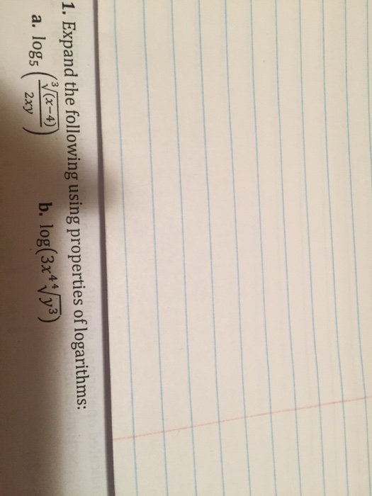 Solved Expand the following using properties of logarithms: | Chegg.com