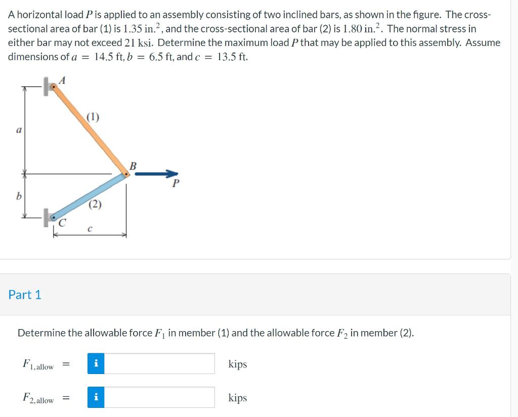 [Solved]: A horizontal load P is applied to an assembly co